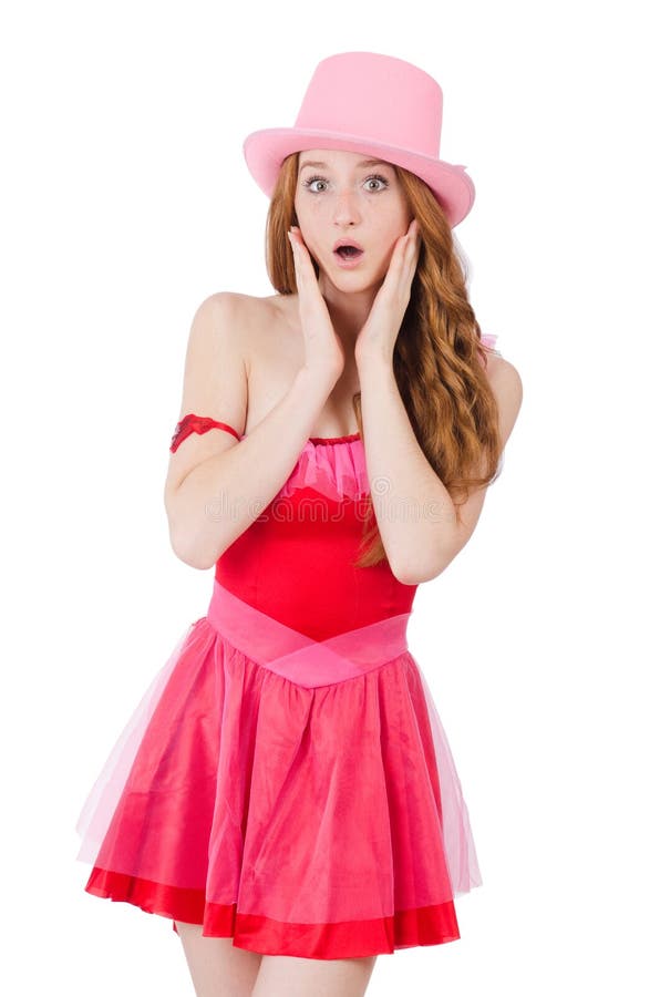 The Pretty Young Wizard in Mini Pink Dress Stock Photo - Image of magic ...