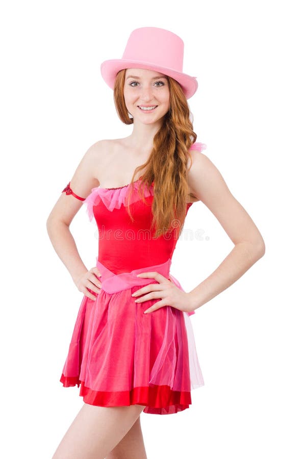 The Pretty Young Wizard in Mini Pink Dress Stock Photo - Image of ...