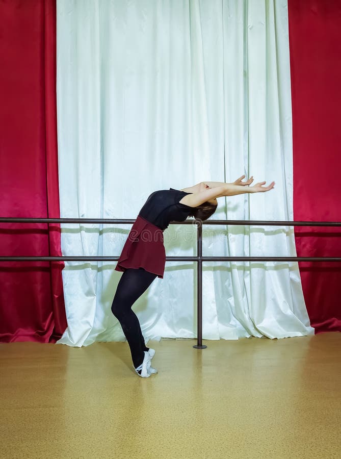 Pretty Young Woman in Dancing Studio, Woman Exercising in Dance Studio ...