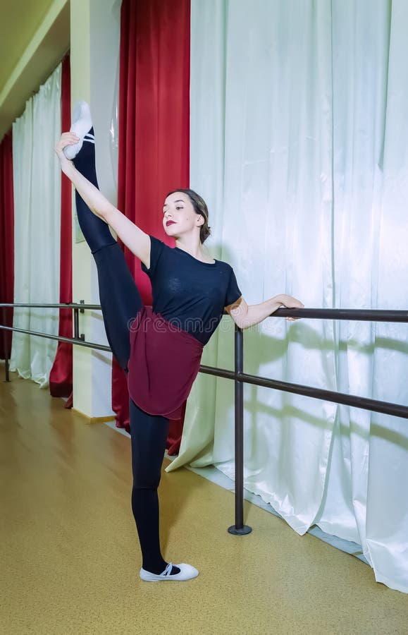 Pretty Young Woman in Dancing Studio, Woman Exercising in Dance Studio ...