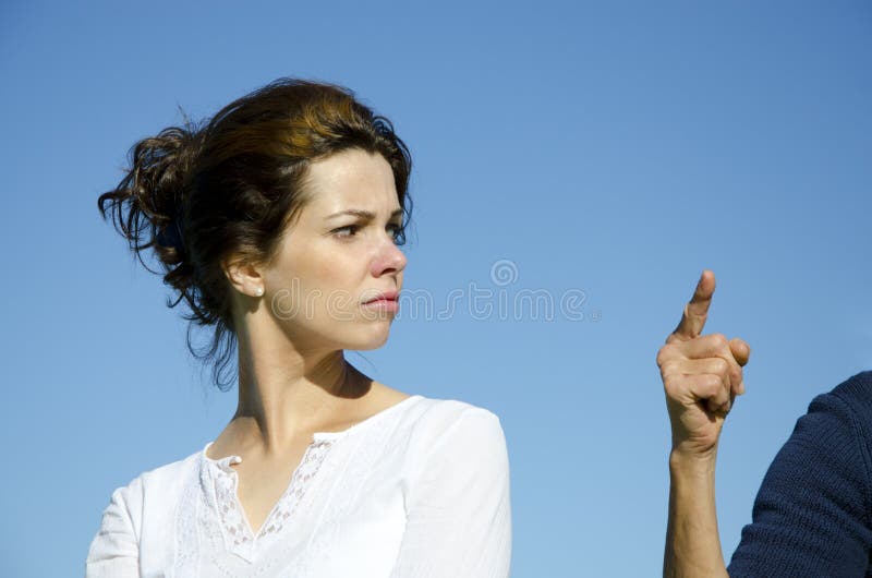 Pretty Young Woman Facing Accusation Stock Image - Image of face ...