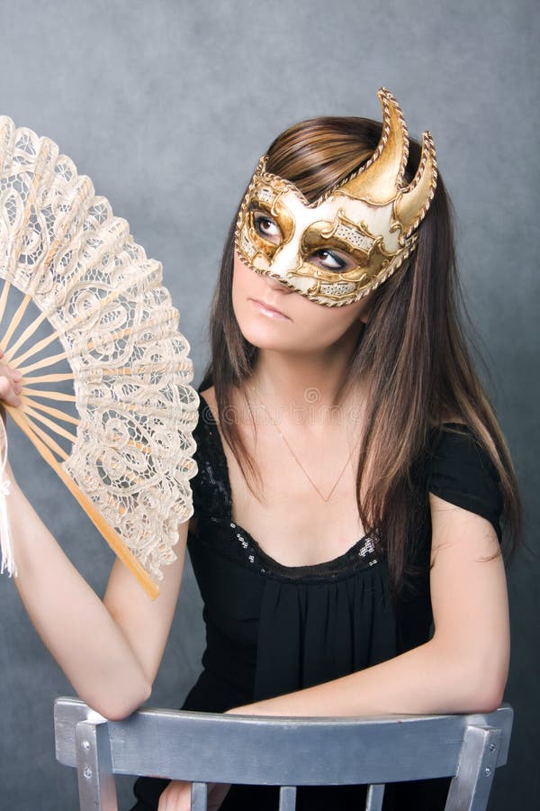 Pretty Young Woman with Fan Stock Image - Image of lady, face: 9667285