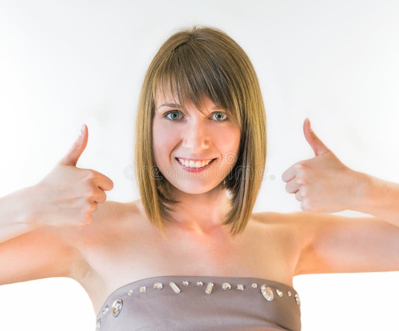 Pretty Young Woman Giving Thumbs Up Stock Photo - Image of finger ... Pretty Young Woman Giving Thumbs Up Stock Photo - Image of finger ...