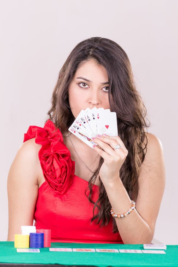 Beautiful Young Woman with Big Slick Stock Image - Image of suit, poker ...