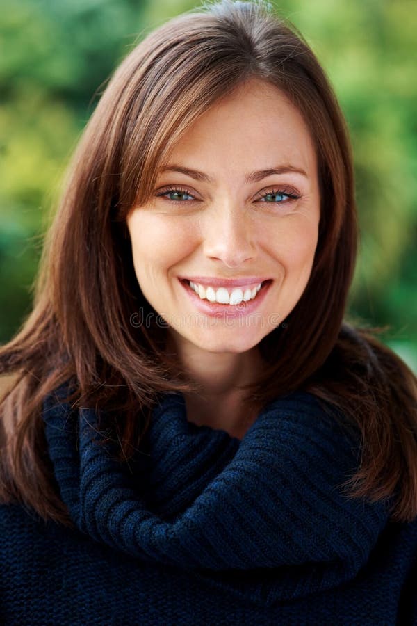 Pretty Young Woman Looking at You with a Smile Stock Image - Image of ...