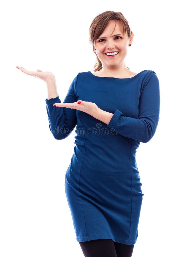 Pretty Young Woman Presenting Something Stock Image - Image of people ...
