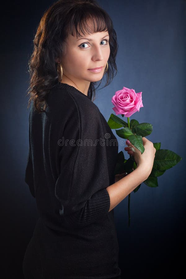 Pretty Young Woman with Rose Stock Image - Image of glamour, caucasian ...