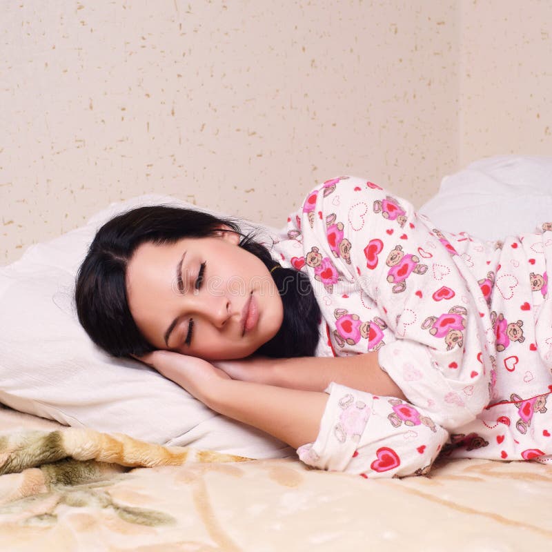 Pretty Young Woman Sleeping Stock Image - Image of numbers, female ...