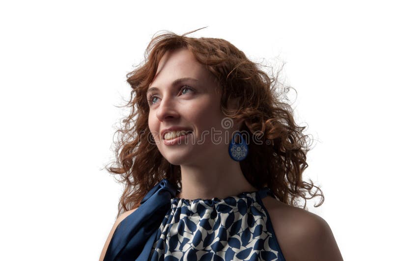 Pretty Young Woman Smiles Looking Upward Stock Photos - Free & Royalty ...