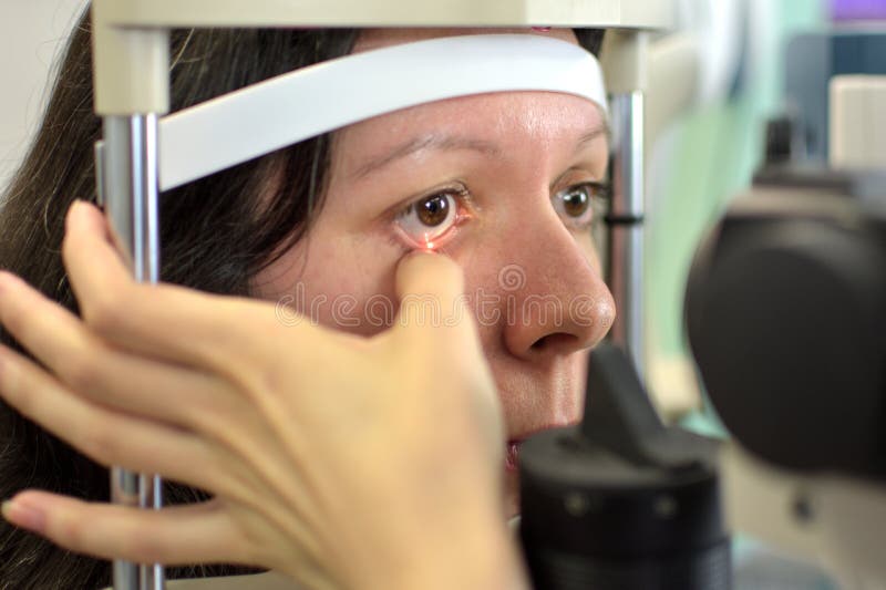 Pretty Young Woman Undergone an Ocular Fundus Inspection with ... Pretty Young Woman Undergone an Ocular Fundus Inspection with ...