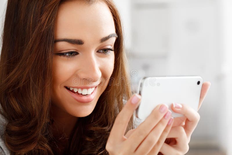 Pretty Young Woman Using Mobile Phone Stock Image - Image of person ...