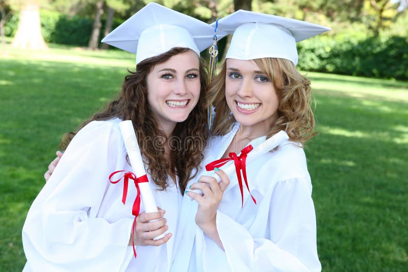 Pretty Young Women at Graduation Stock Image - Image of outside ...