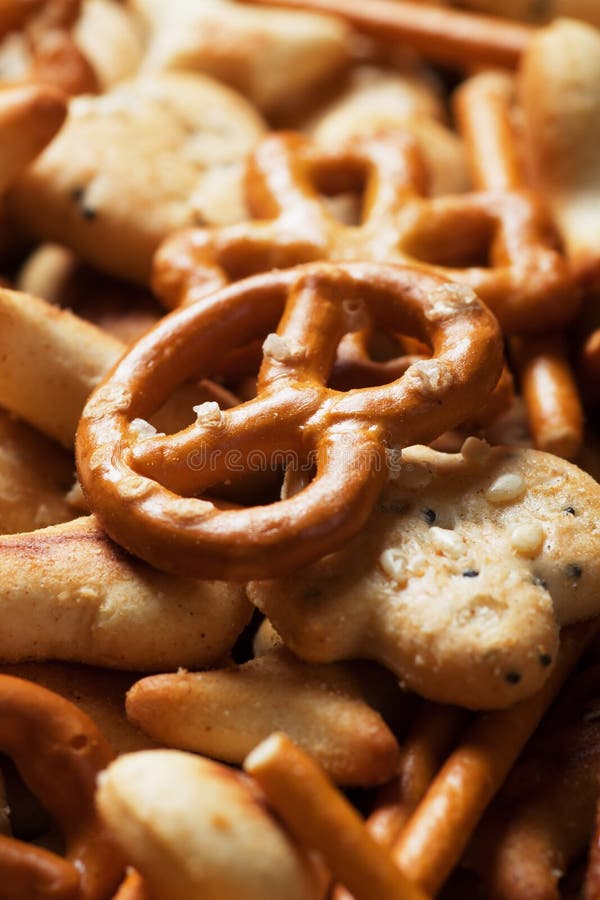 Pretzel and Cracker Salty Snack Stock Photo - Image of food, photograph ...