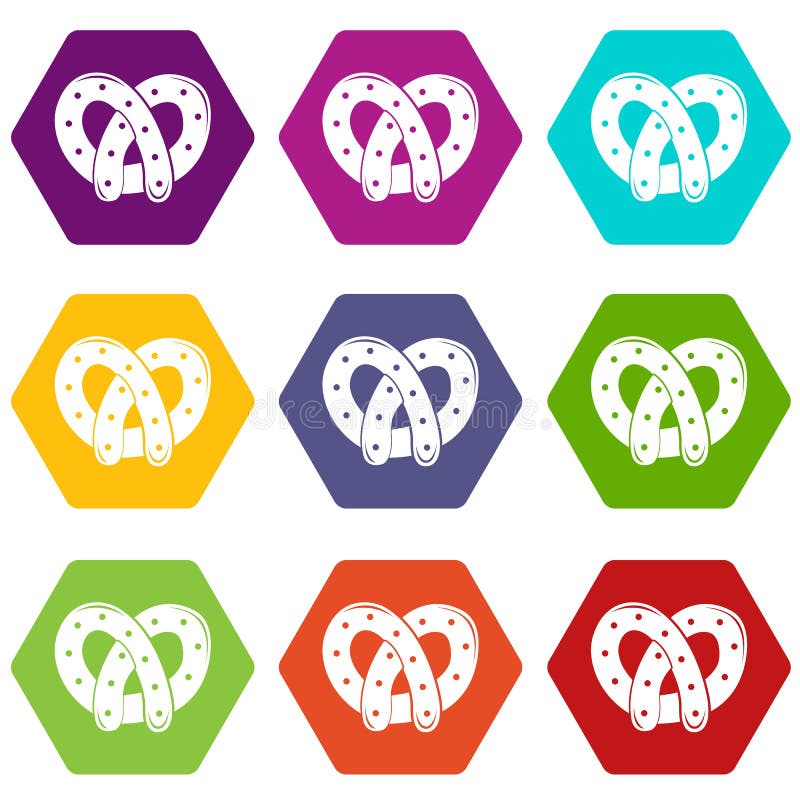 Pretzel icons set 9 vector stock vector. Illustration of emblem - 116655346