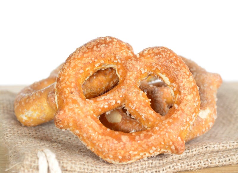 Pretzel Ring Style Bread on Burlap Stock Image - Image of food, festive ...