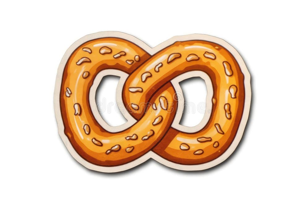 Pretzel Sticker on White Background. Generative AI Stock Illustration ...