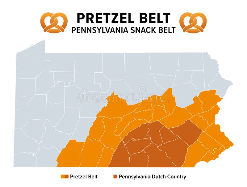 Pretzel Belt, or Pennsylvania Snack Belt, Political Map Stock Vector ...