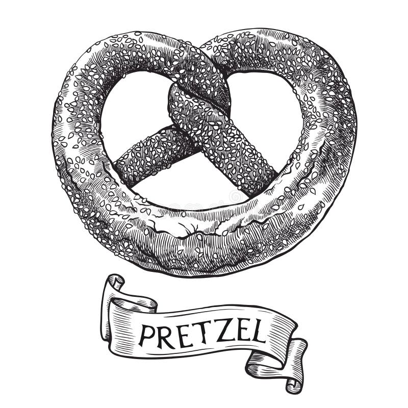 Pretzels. Vector sketch stock vector. Illustration of appetizer - 79461211