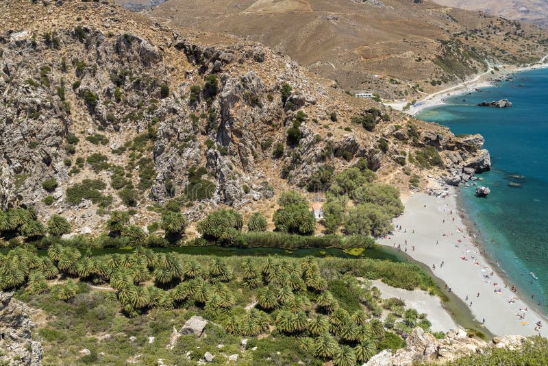 Preveli lagoon stock image. Image of oasis, palm, crete - 17950001