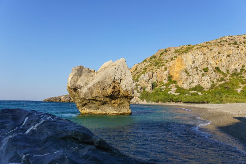 The Beach Of Preveli, In Southern Crete, Greece. Stock Image - Image of ...