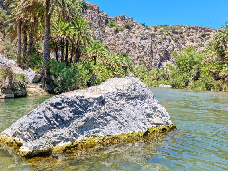 Preveli Lagoon in Rethimno, Crete Stock Photo - Image of holiday, greek ...