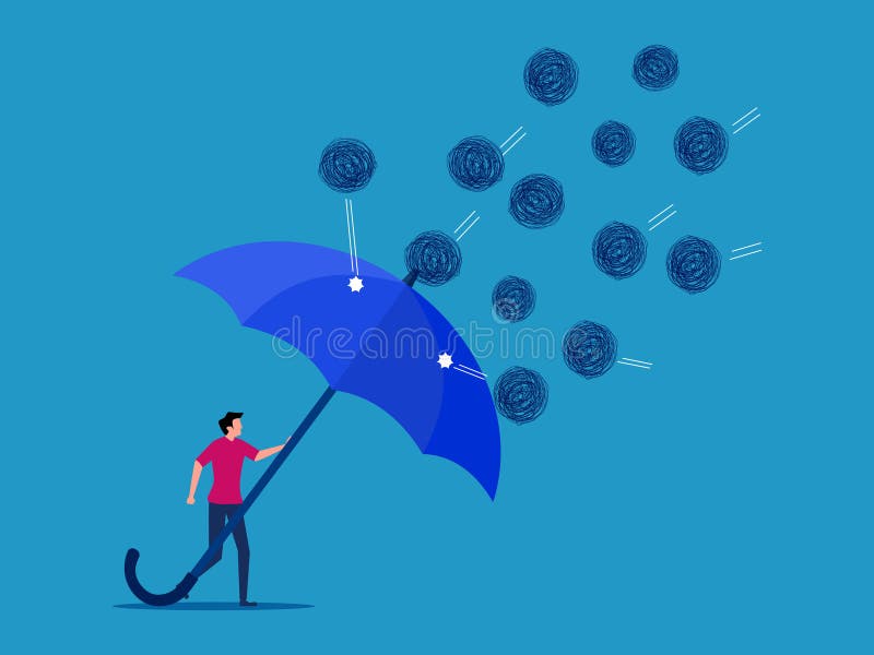 Prevent Business Problems. Man Holding an Umbrella To Prevent Chaotic ...