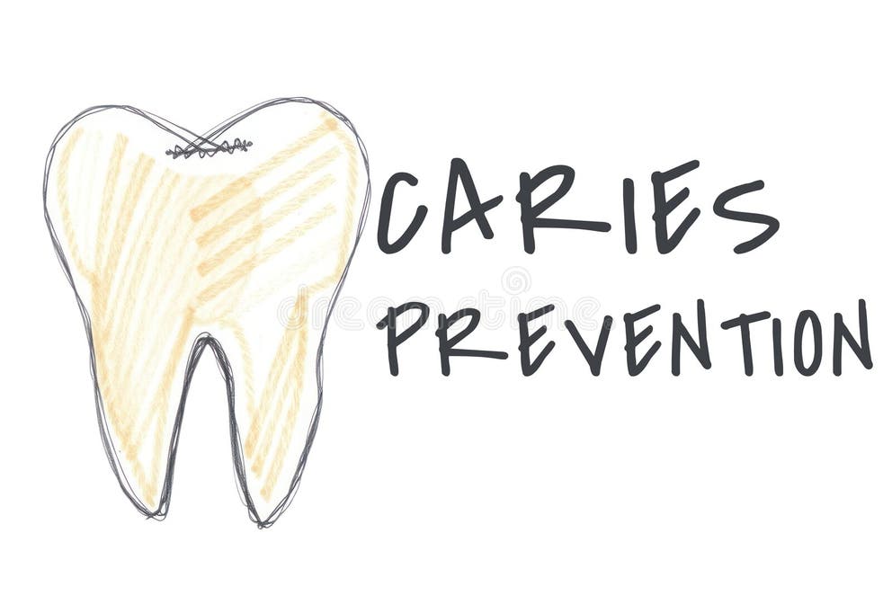 PREVENTION of CARIES Text Words Phrase on Tooth Illustration Background ...