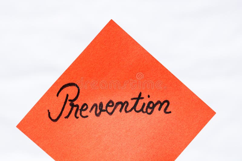 Prevention Handwriting Text Close Up Isolated on Orange Paper with Copy ...