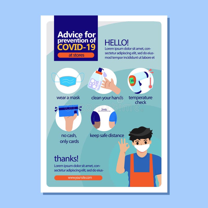 Coronavirus/COVID-19 Prevention Poster for Stores. Stock Vector ...