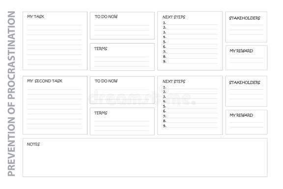 Prevention of Procrastination Blank Template Vector Stock Vector ...
