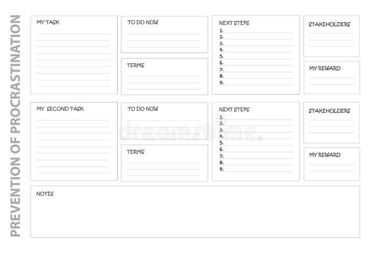 Prevention of Procrastination Blank Template Vector Stock Vector ...