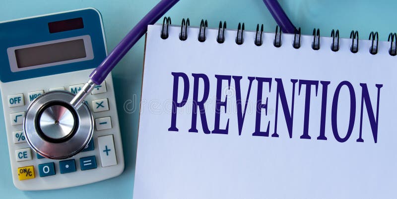 Prevention Word on White Paper on Medical Workplace, Top View Stock ...