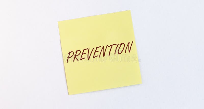 Prevention Word on Yellow Paper Note on White Wall Stock Image - Image ...