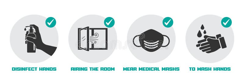 Preventive Measures Icons for Not Getting Sick and Not Spreading Virus ...