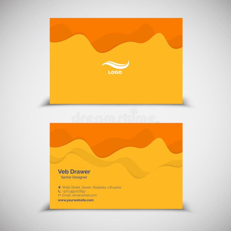 Business Card Design Template with Waves Editorial Stock Image ...