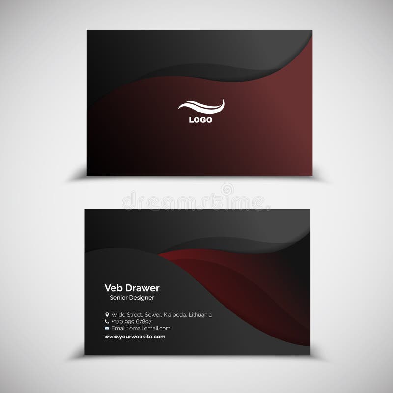 Business Card Design Template with Waves Editorial Stock Image ...