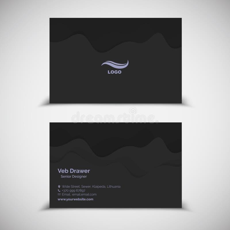 Business Card Design Template with Waves Editorial Stock Image ...