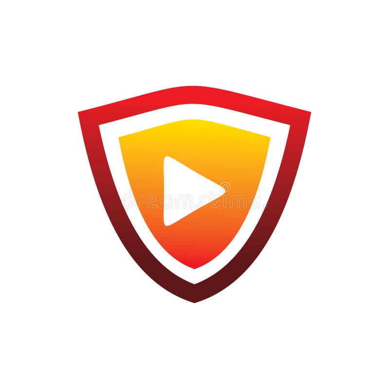 Creative Modern Color Shape Shield Play Media Secure Logo Design Stock ...