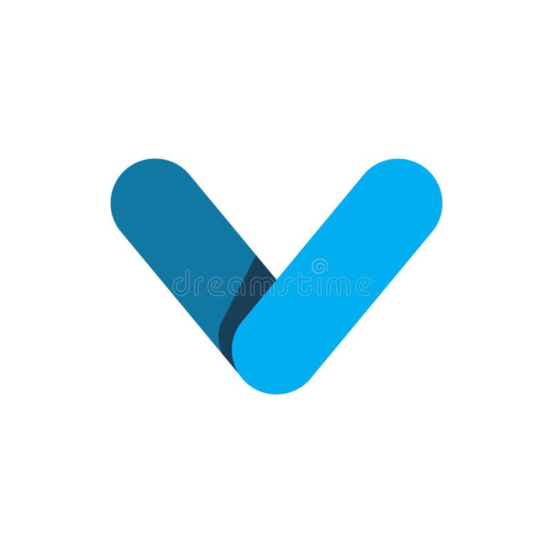 Blue Color Letter V Rounded Logo Design Stock Illustration ...
