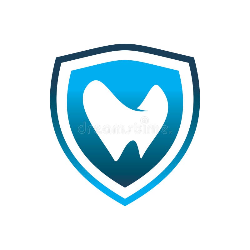 Blue Color Shield Secure Dentist Tooth Medical Doctor Logo Design Stock ...