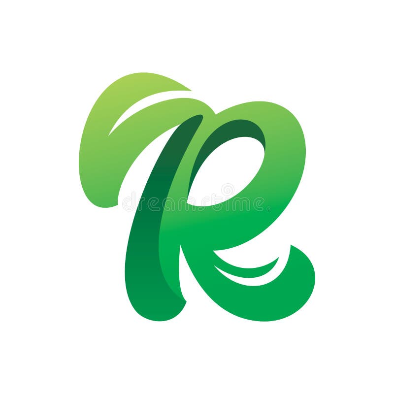 Creative Unique Green Nature Leaf Letter R Logo Design Stock Vector ...