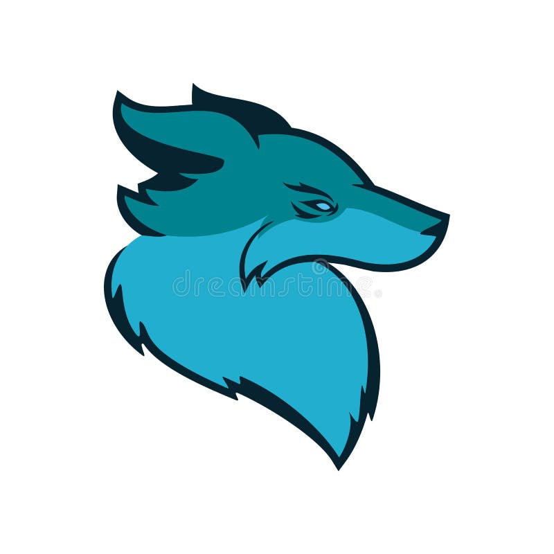 Blue calm wolf logo design stock illustration. Illustration of isolated ...