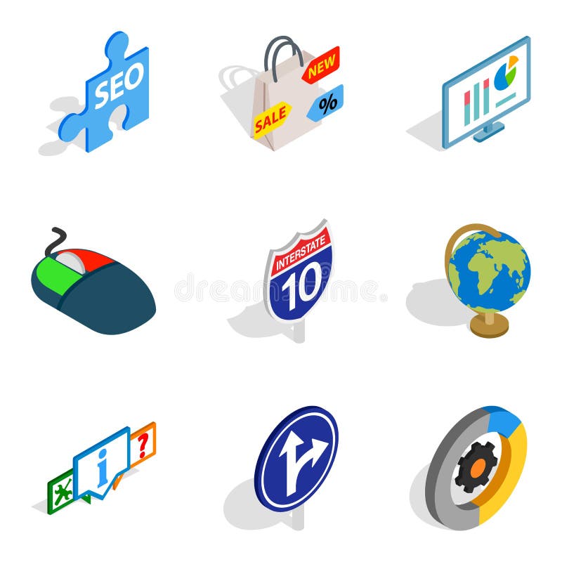 Lookup Icons Set, Cartoon Style Stock Vector - Illustration of place ...