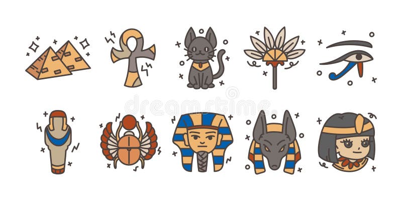 10 Egyptian Doodle Set stock vector. Illustration of egypt - 328455711