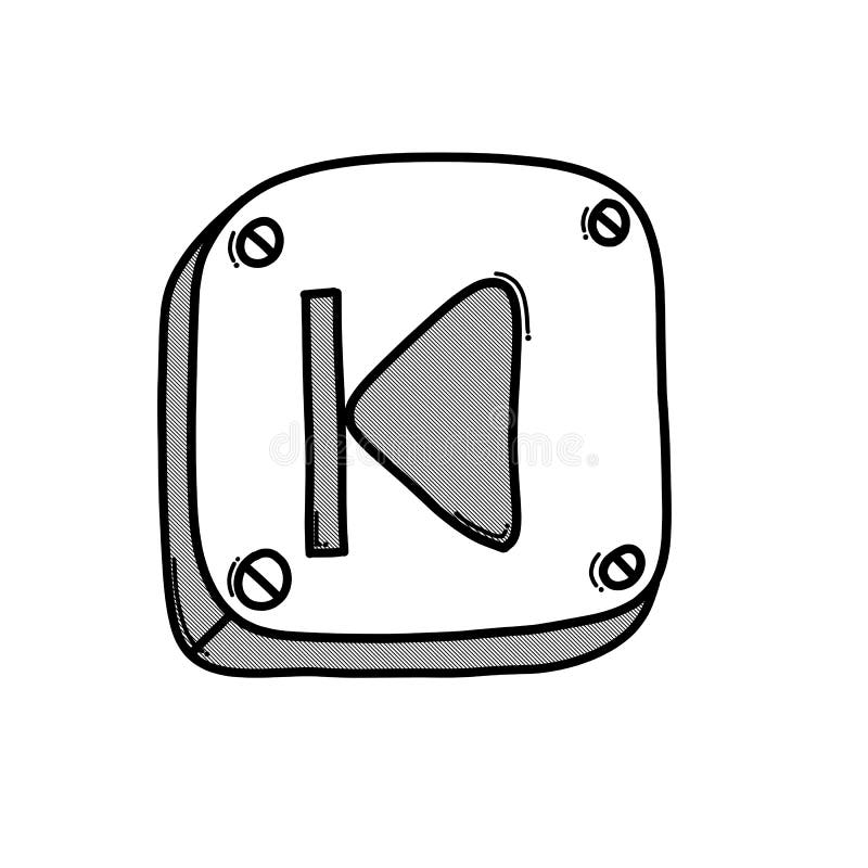 Previous Button Doodle Vector Icon. Drawing Sketch Illustration Hand ...