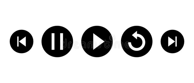 Previous, Pause, Play, Repeat, and Next Track Button Icon Vector Stock Vector - Illustration of ...
