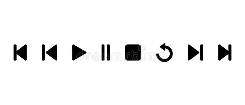 Previous, Play, Pause, Stop, Repeat, and Next Track Icon. Media Player ...