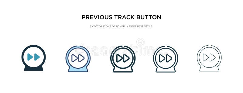 Previous Track Button Icon in Different Style Vector Illustration. Two ...