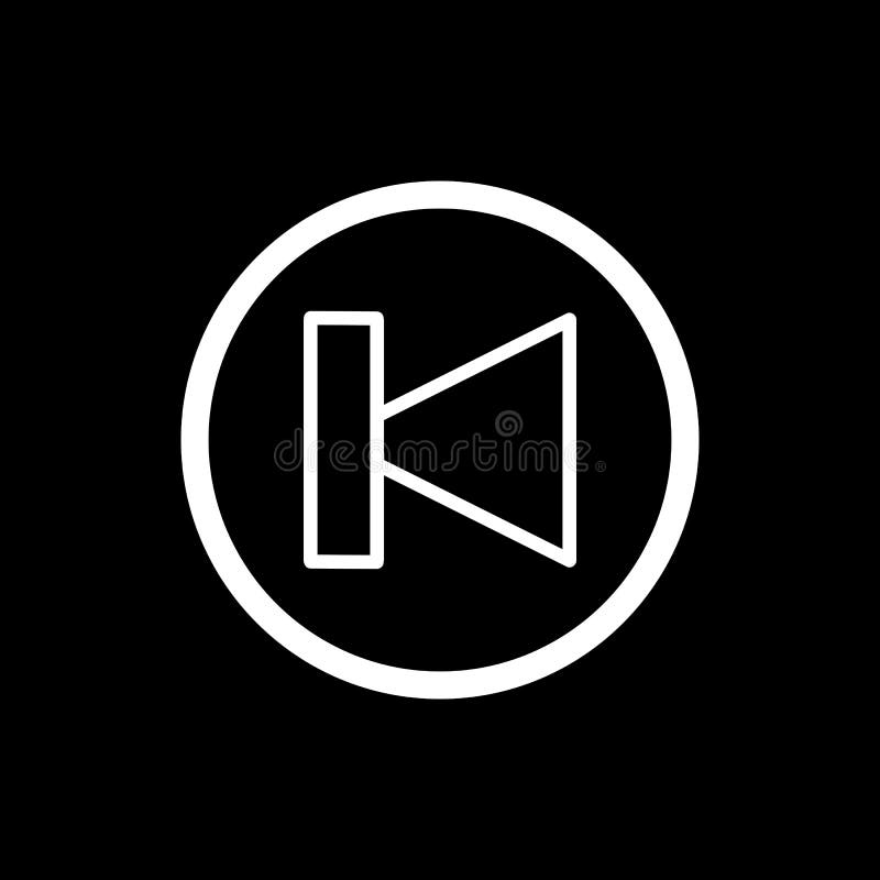 Previous Track Button Icon. Vector Illustration Outline on Black Stock ...