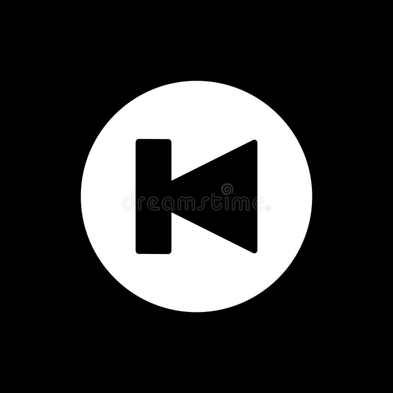 Previous Track Button Icon. Vector Illustration Solid on Black Stock ...